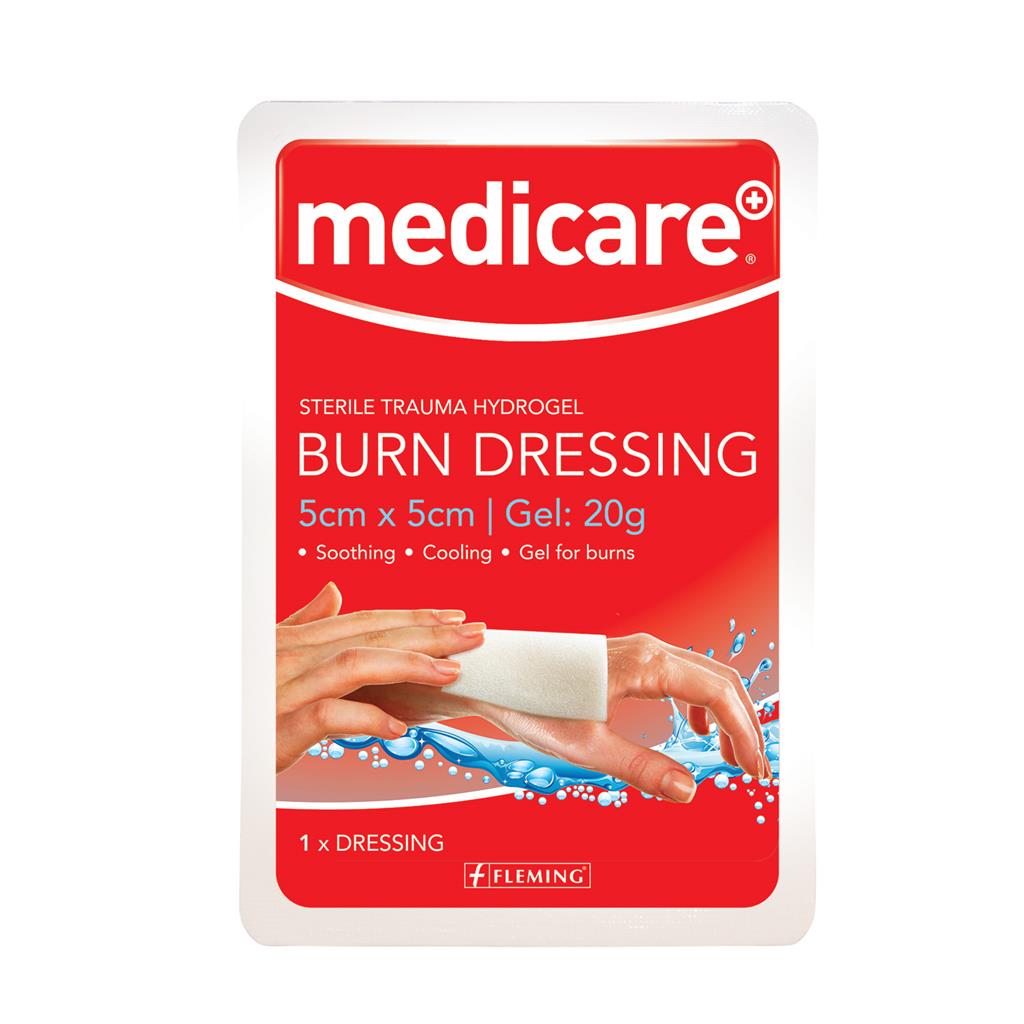 MEDICARE first aid dressings for burns sterile 5cm x 5cm