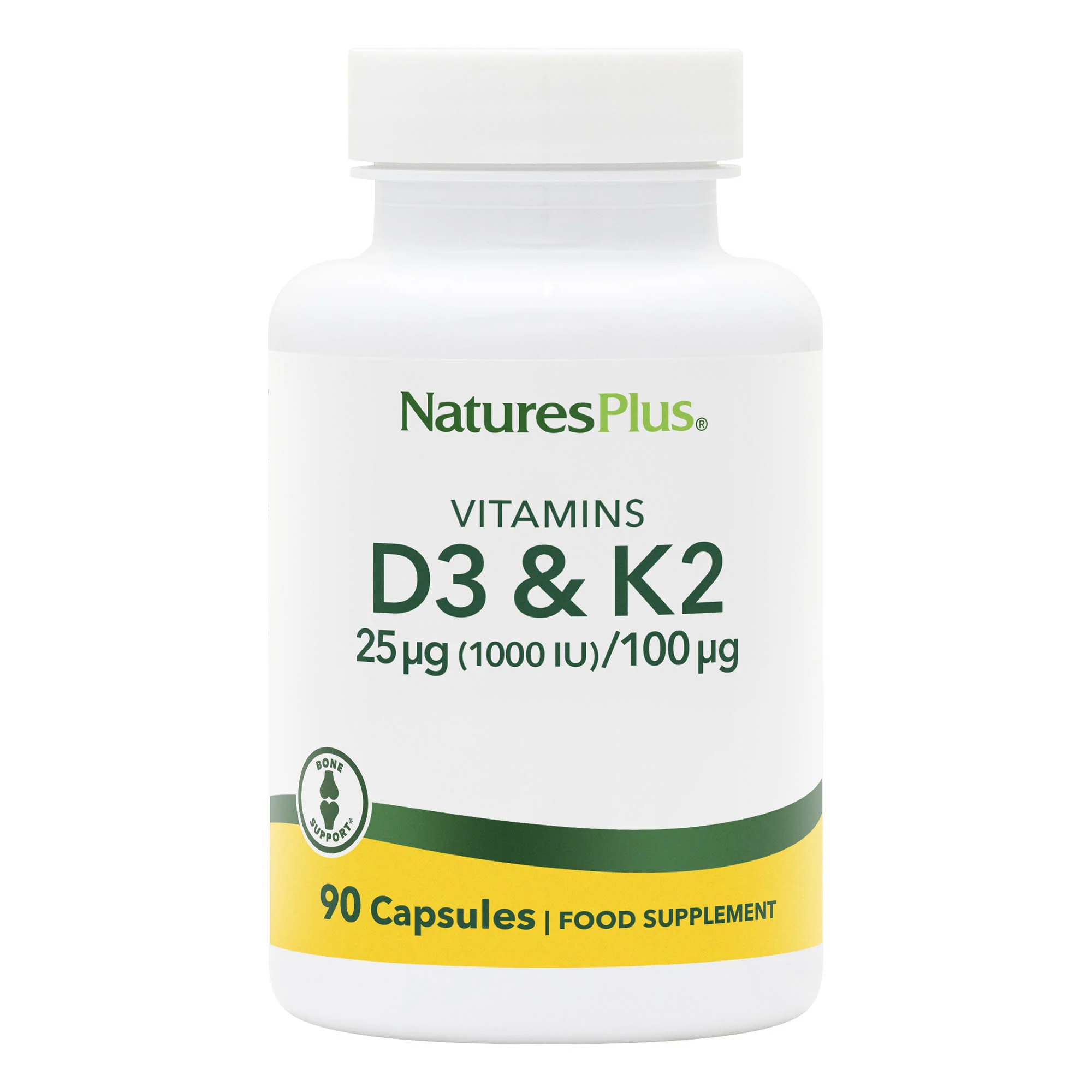 Natures Plus VIT D3 1,000 IU K2 100 MCG VCAP: Bone & Immune Support