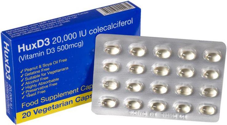 HUX D3 Capsules 20000 IU | High-Potency Vitamin D Supplement